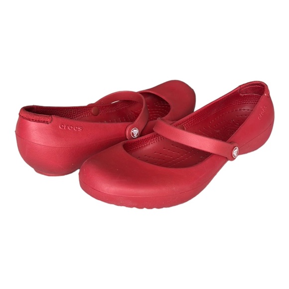 CROCS | Shoes | Crocs Alice Work Red Mary Jane Flats 8 | Poshmark